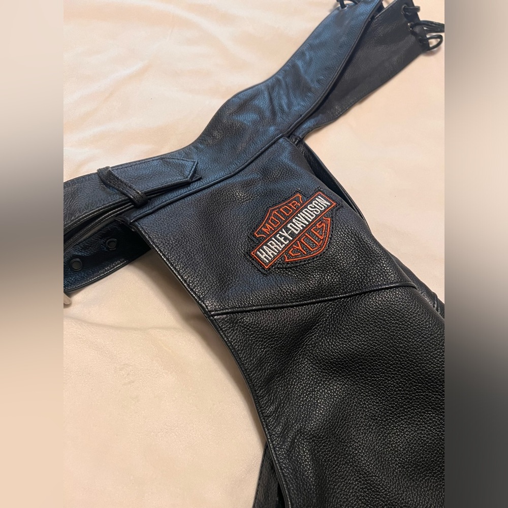 Harley-Davidson Black Stock Leather Chaps Motorcycle - Gem